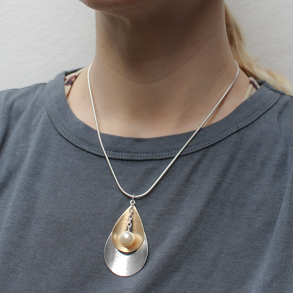Curved Open Teardrops with Hanging Pearl Necklace – Marjorie Baer ...