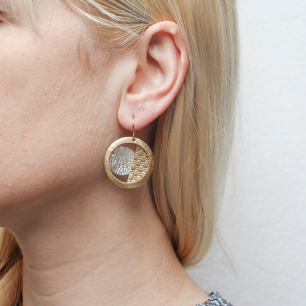 Frame with Crinkle Disc and Basketweave Semi Circle Wire Earring ...