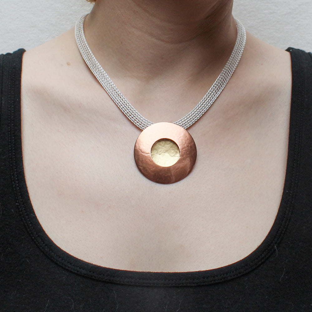 Large Dished Disc with Wide Domed Ring and Wide Mesh Chain Necklace ...